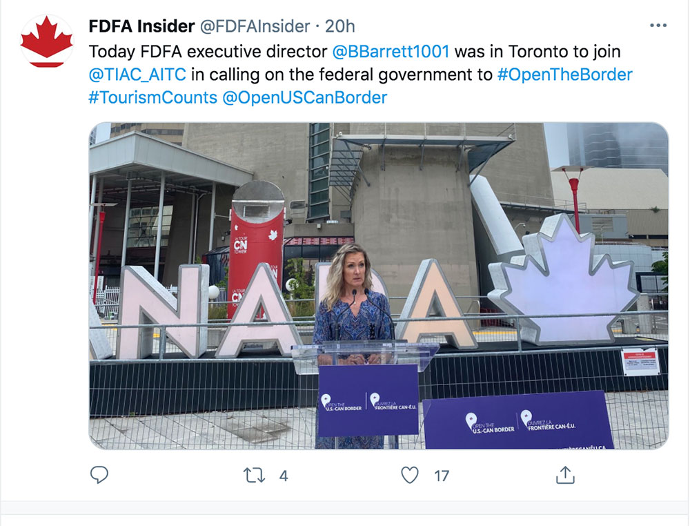 FDFA throws weight behind new campaign to reopen Canadian border